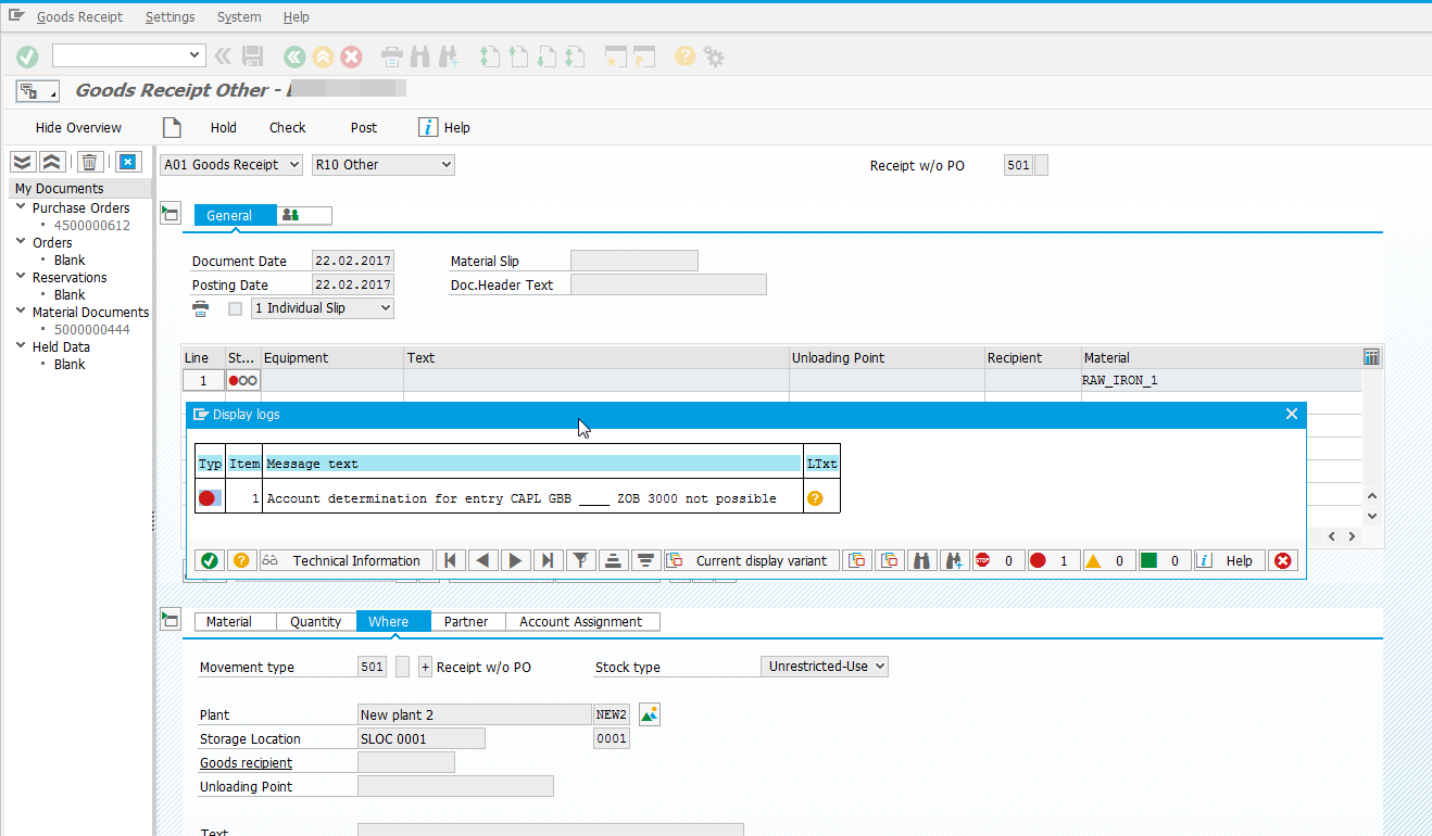 Solve SAP error M8147 account determination for entry not possible Solve SAP error M8147 account determination for entry not possible
